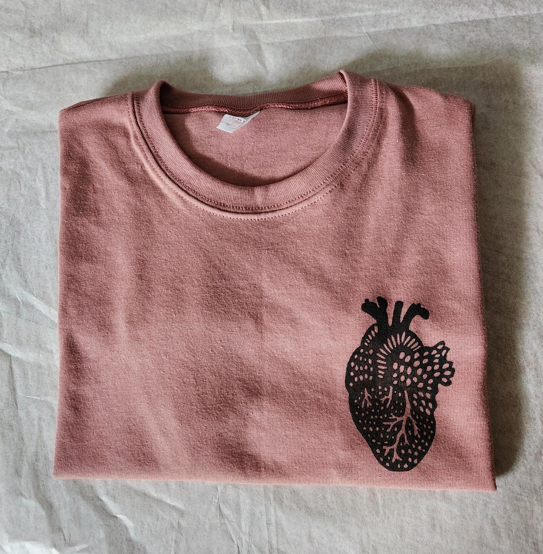 Hand-printed Anatomical Heart T-shirt: Unisex Block Print Tee - Etsy