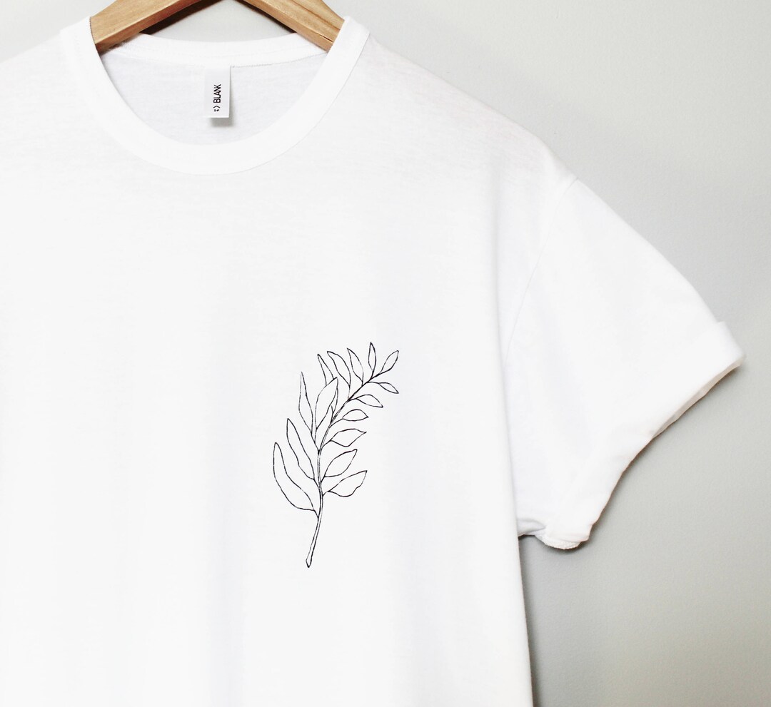 Hand-painted Fern T-shirt: Minimalist Botanical Illustration - Etsy