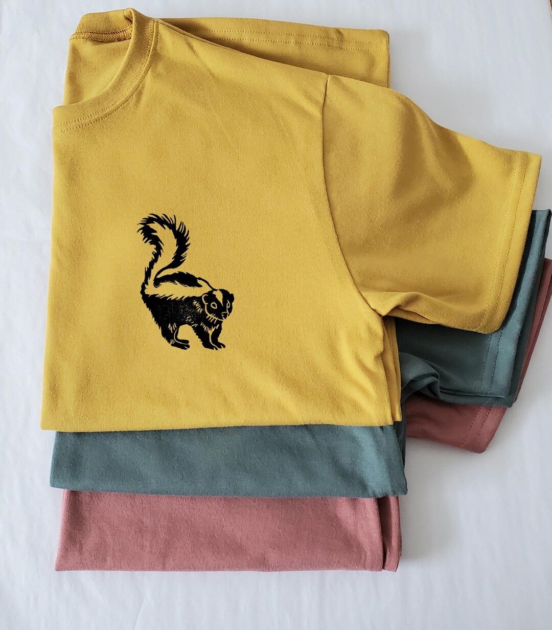 Hand-printed Skunk T-shirt: Unisex Linocut Tee - Etsy UK