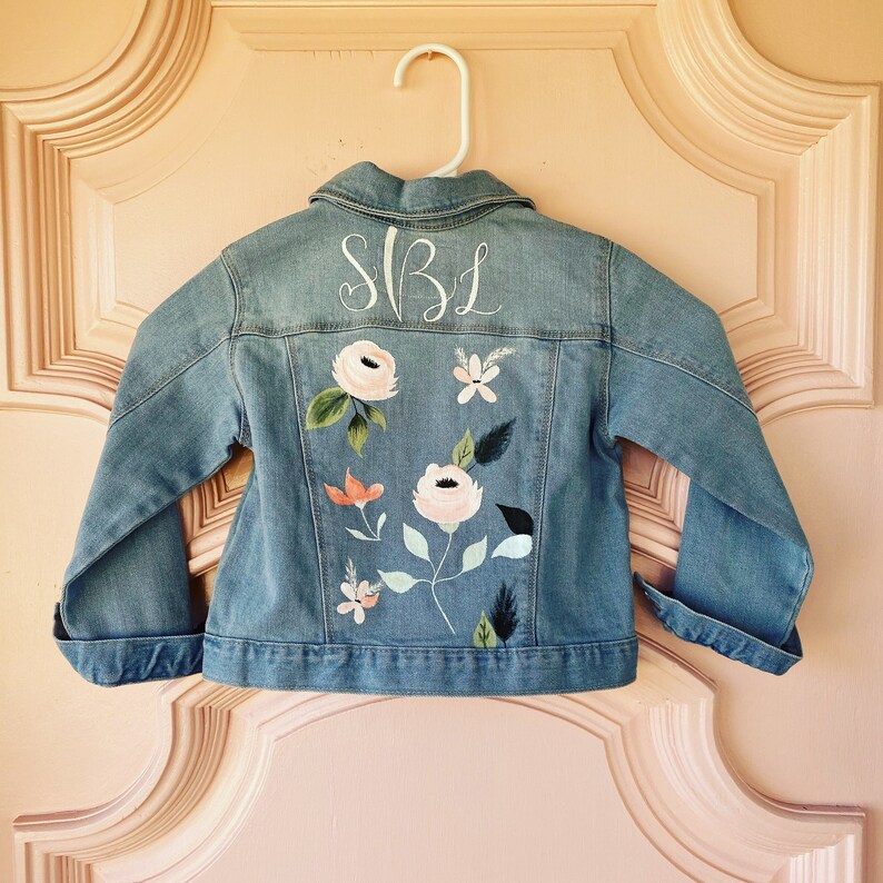 Hand Painted Denim Jacket Monogram Jacket Monogram Kids | Etsy