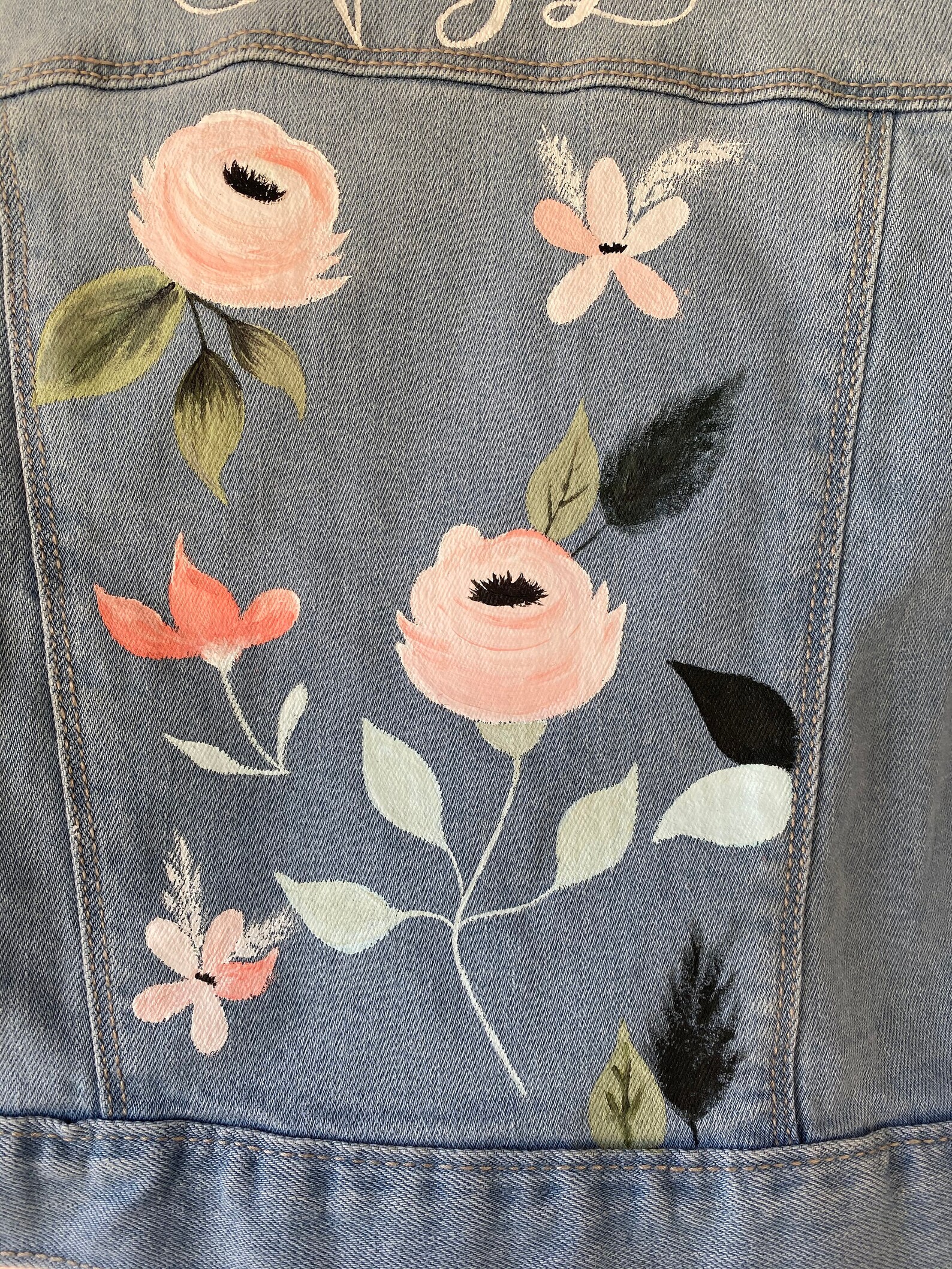 Hand Painted Denim Jacket Monogram Jacket Monogram Kids | Etsy