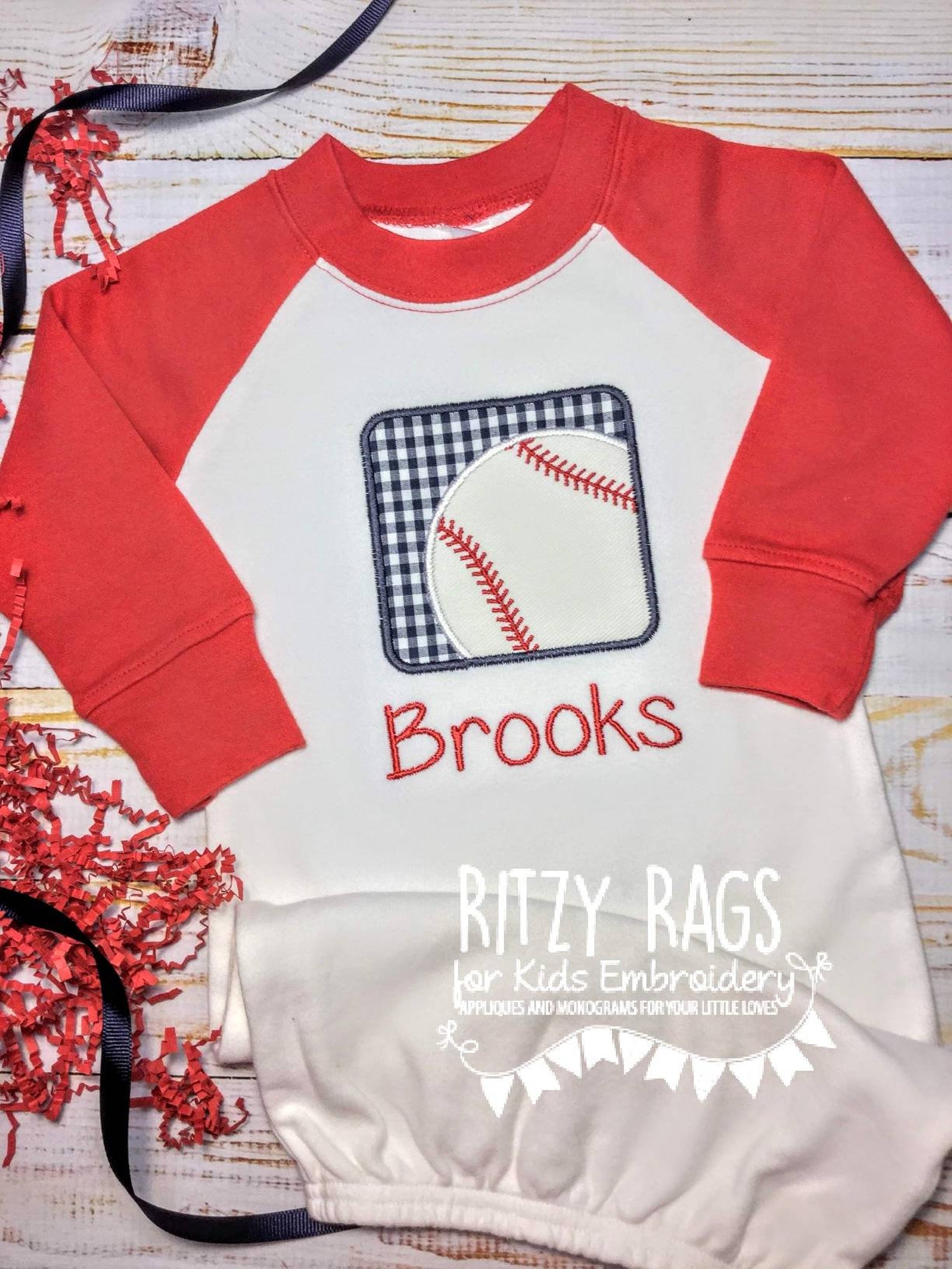 Personalized Red Raglan Infant Gown / Baseball Boy Gown / - Etsy