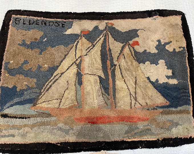 Bluenose 1921 Fishing Ship and Schooner Hand Hooked Rug Antique 30 X 42 ...