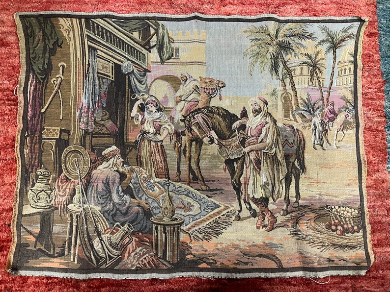 Belgian Tapestry Antique of Rug Market in Middle East Probably Egypt - Etsy