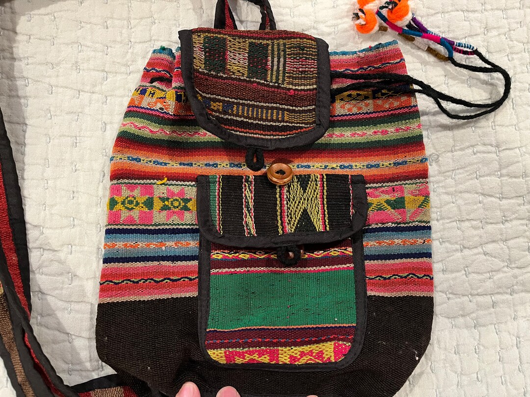 Bolivian Small Backpack/purse Vintage Made From Poncho - Etsy