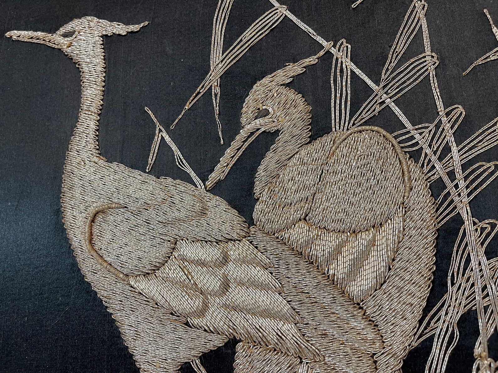 Chinese Gold Embroidered Birds Antique on a Silk Fabric - Etsy