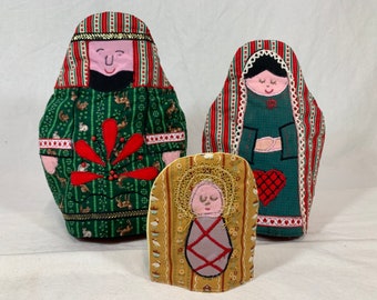 Nativity of Wool Felt Hand Made 8 Items Mary Jesus Joseph - Etsy