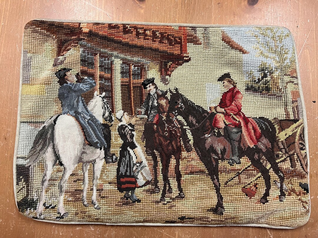 Needlepoint and Petit Point Pillow of Colonial America - Etsy