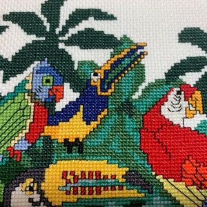 Cross Stitch Parrots in Jungle Scene - Etsy