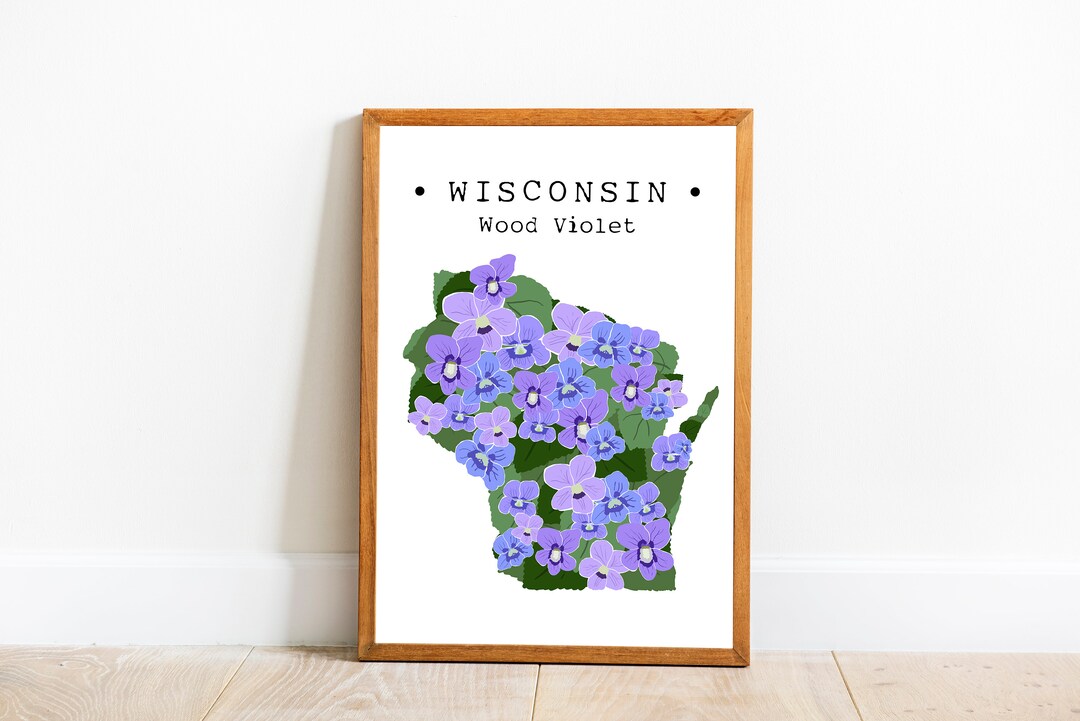 Wisconsin State Flower Wall Art, WI Common Blue Violet Print, US State ...