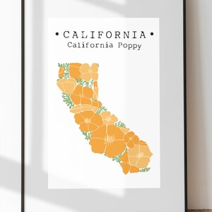 California State Flower Wall Art, CA Poppy Floral Print, Golden Poppies ...