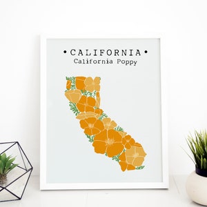 California State Flower Wall Art, CA Poppy Floral Print, Golden Poppies ...
