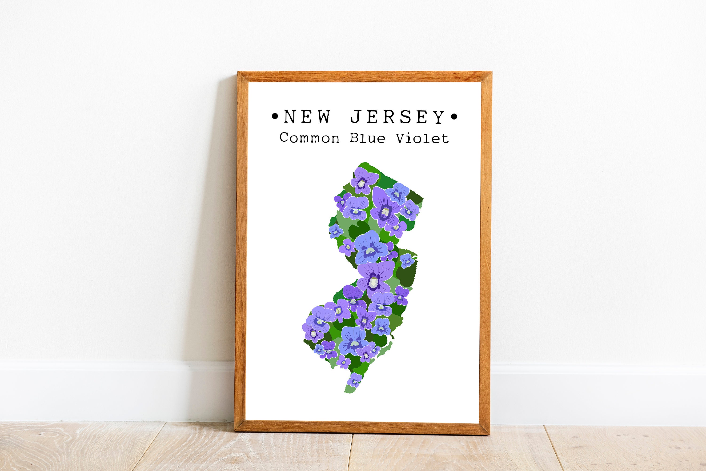 New Jersey State Flower Wall Art, Common Blue Violet Art Print, State ...