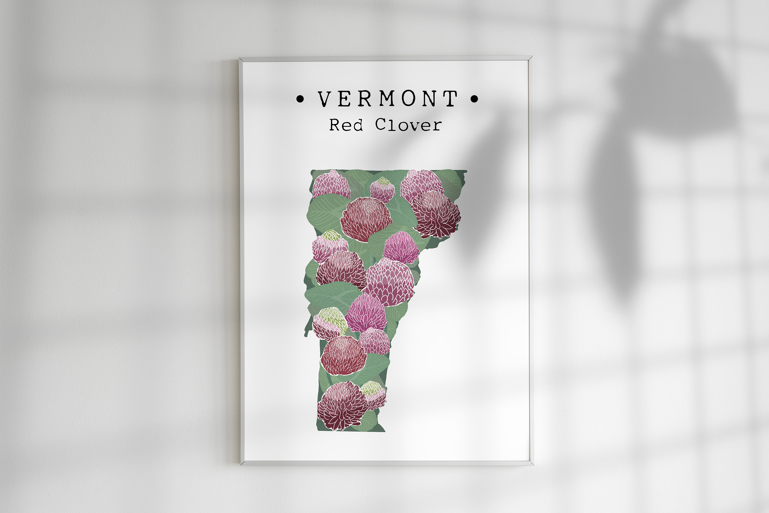 Vermont State Flower Wall Art, Vermont Red Clover Art Print, Vermont ...