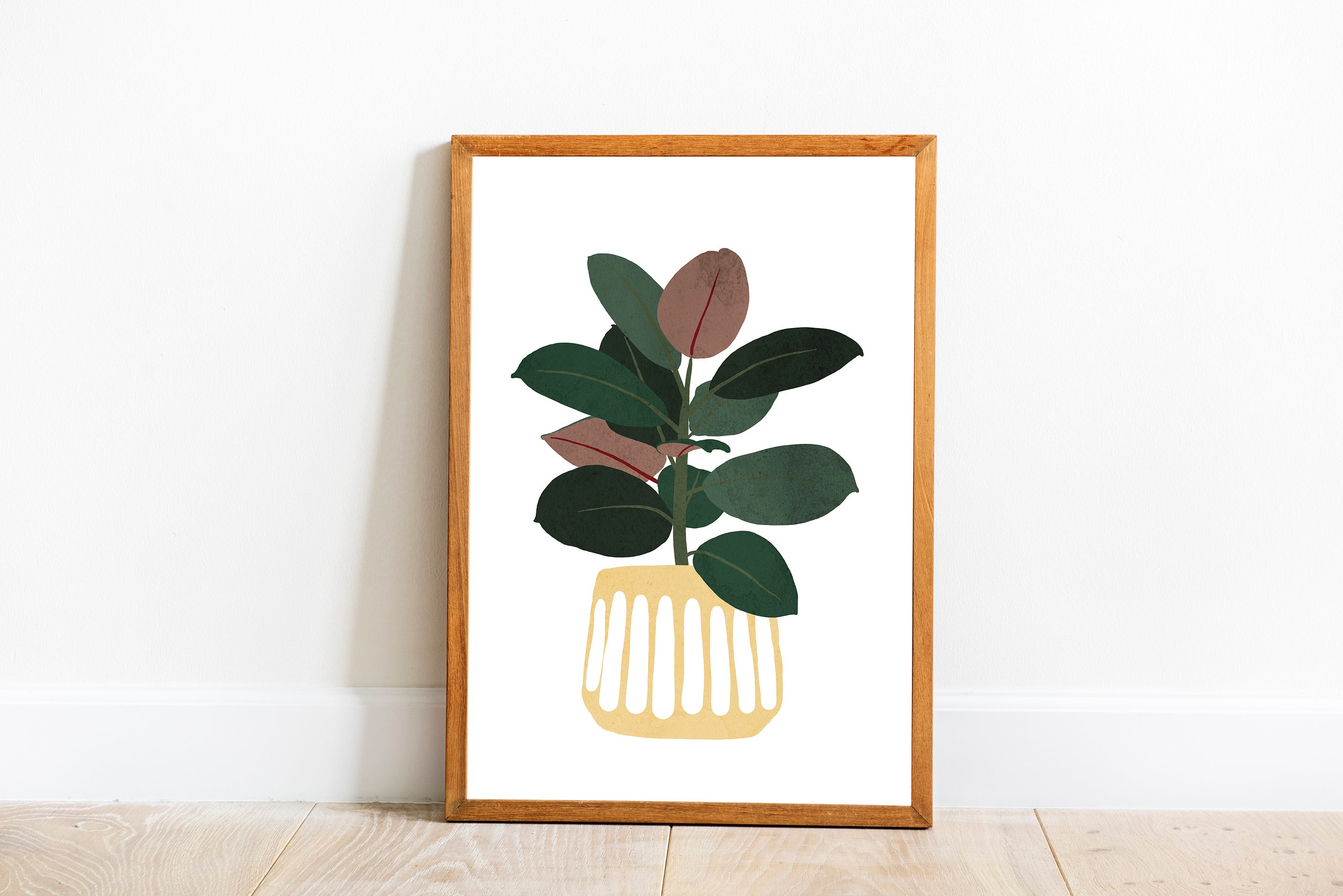 Rubber Tree Plant Wall Art, Houseplant Art Print, Botanical Wall Art ...