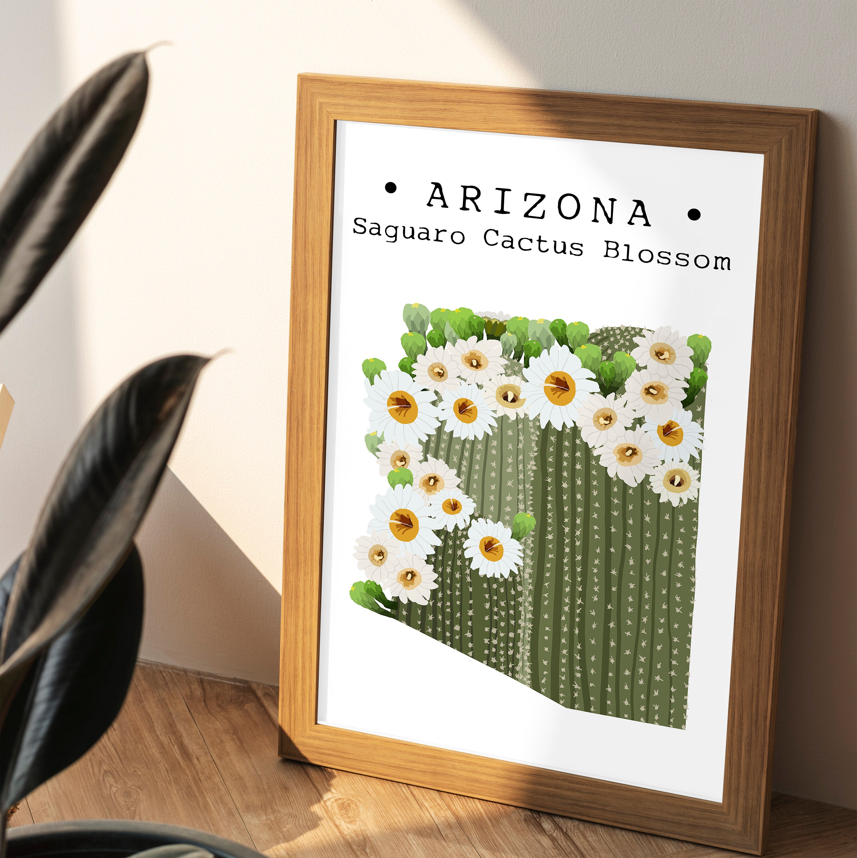 Arizona State Flower Wall Art, Saguaro Cactus Blossom Print, Arizona ...