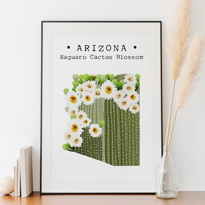 Arizona State Flower Wall Art, Saguaro Cactus Blossom Print, Arizona ...