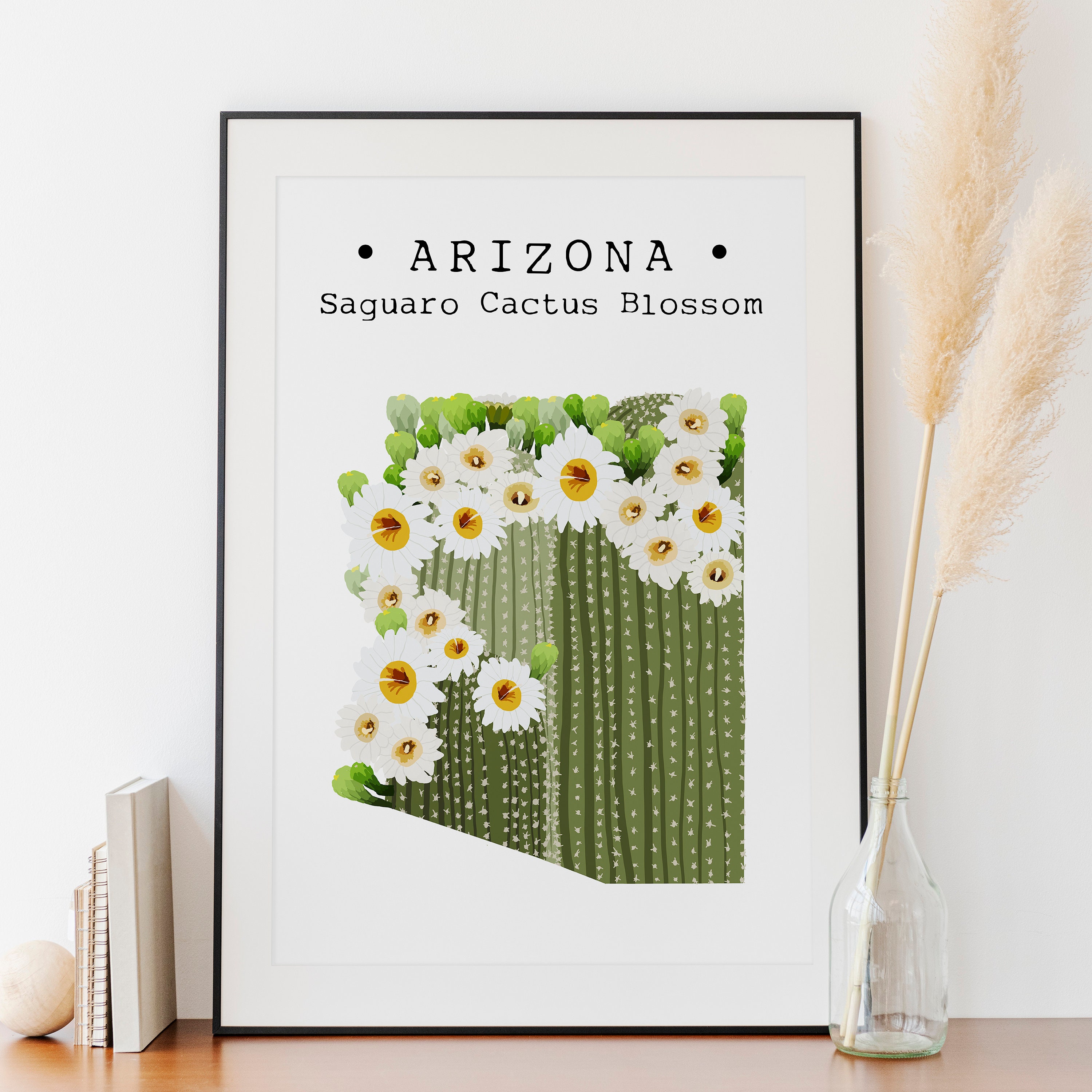 Arizona State Flower Wall Art, Saguaro Cactus Blossom Print, Arizona ...