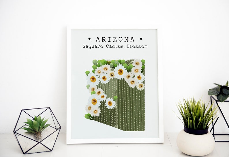 Arizona State Flower Wall Art, Saguaro Cactus Blossom Print, Arizona ...