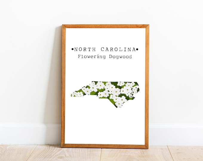 North Carolina State Flower Print CUSTOMIZABLE Flowering Dogwood Print ...