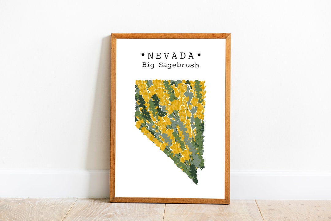 Nevada State Flower Wall Art, Big Sagebrush Art Print, State Flower Art ...