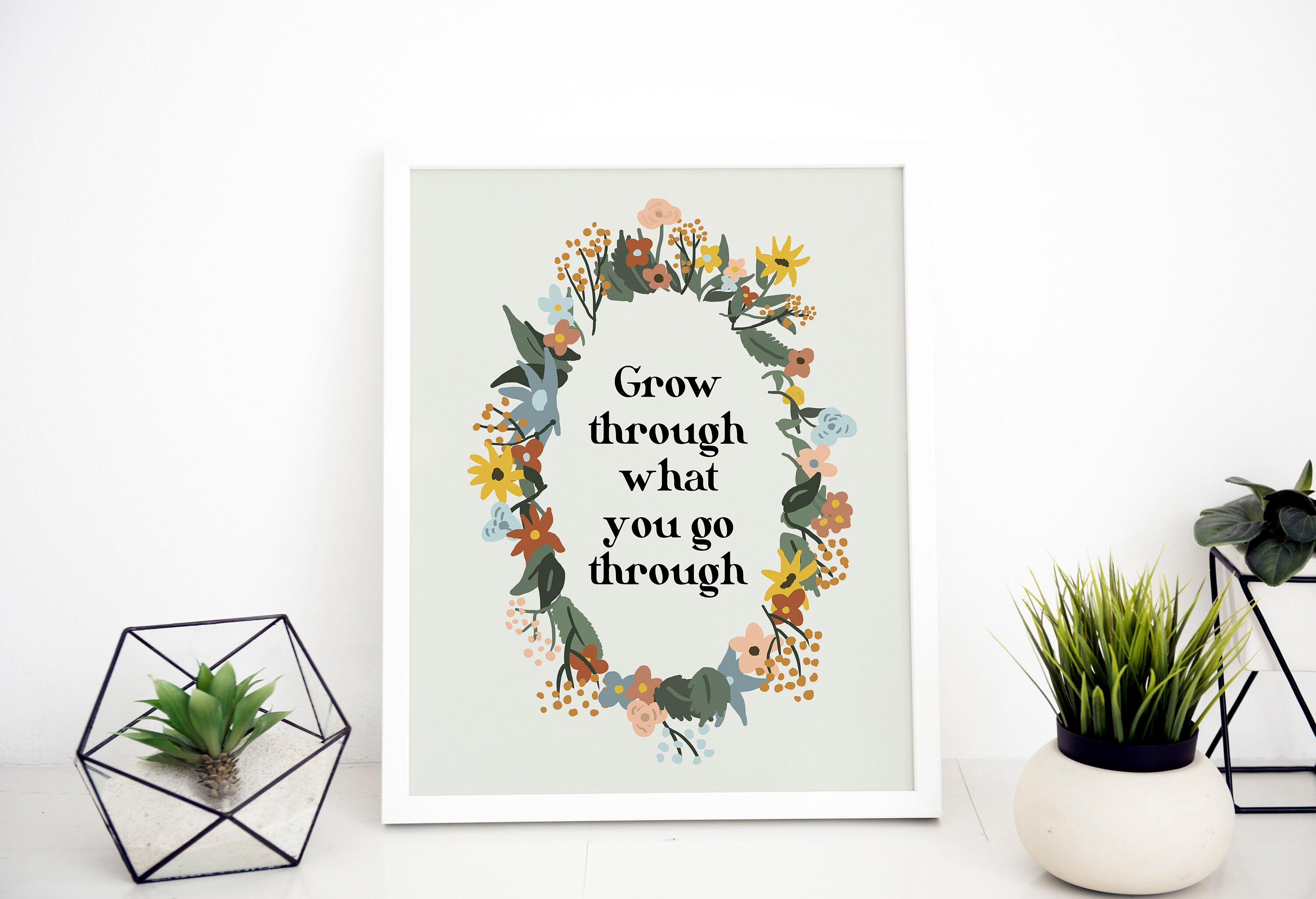 Grow Through What You Go Through Wall Art, Mental Health Art ...