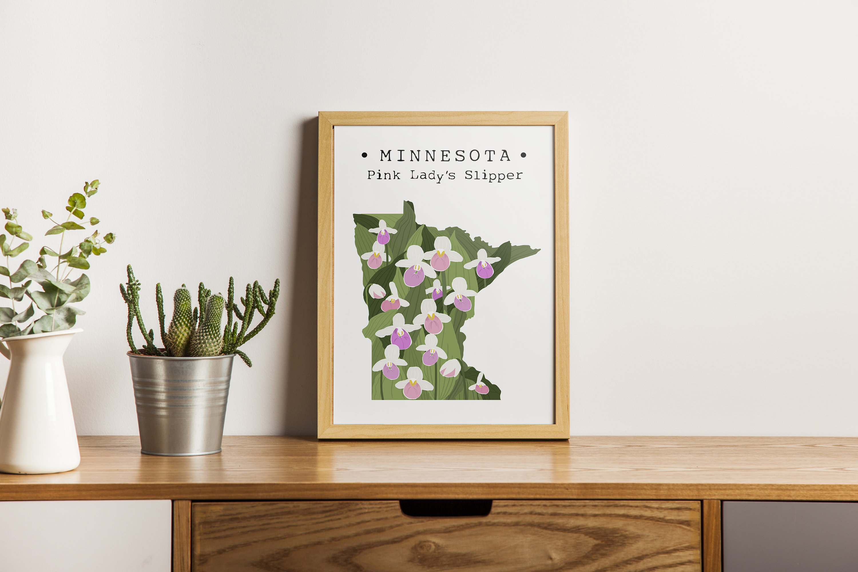 Minnesota State Flower Wall Art Pink Lady's Slipper | Etsy