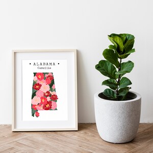 Alabama State Flower Wall Art, Alabama Camellia Flower Print, US State ...