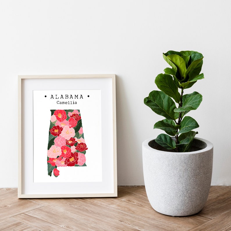 Alabama State Flower Wall Art Alabama Camellia Flower Print - Etsy