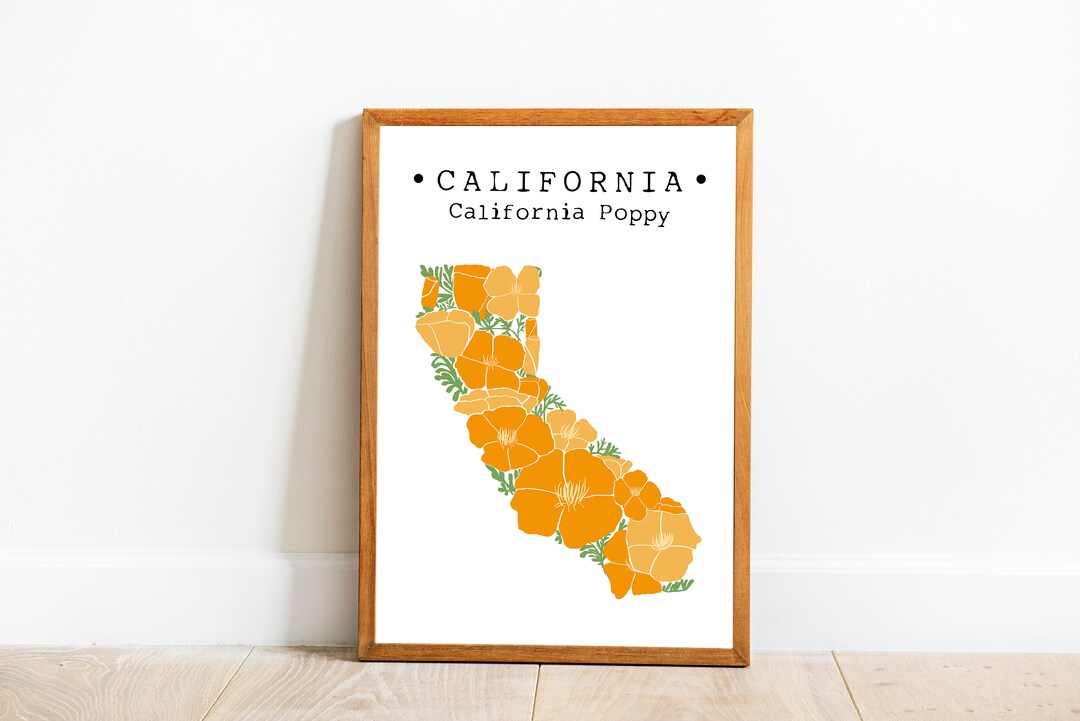 California State Flower Wall Art, CA Poppy Floral Print, Golden Poppies ...