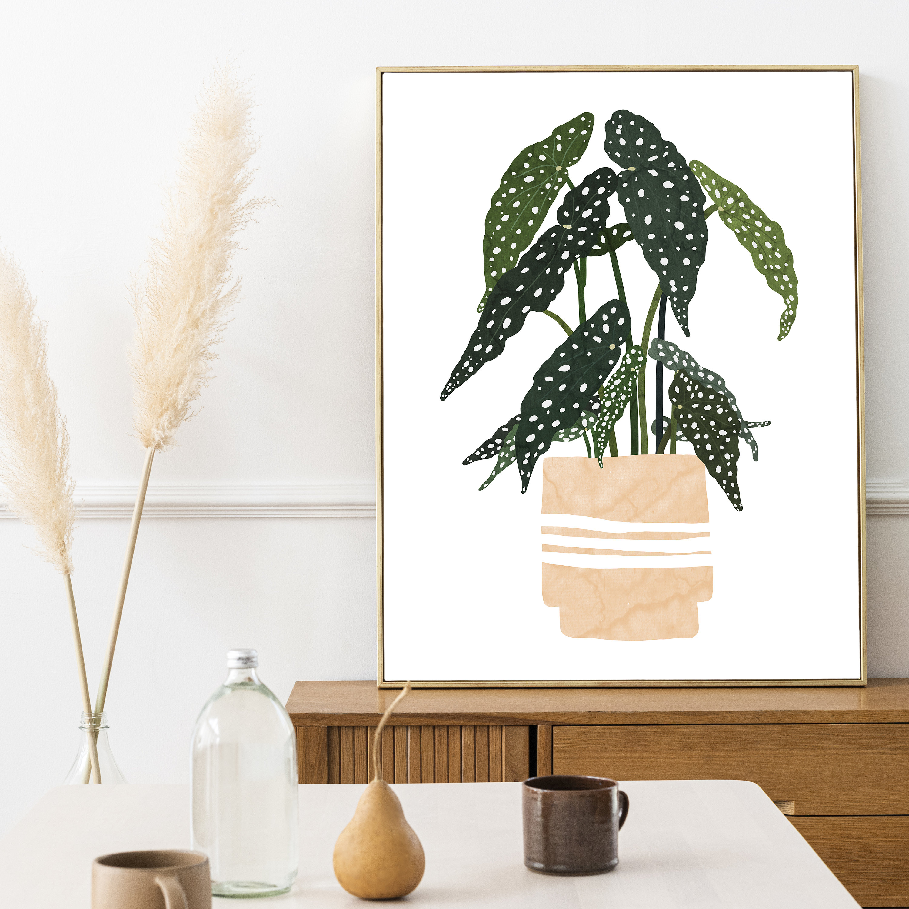 Begonia Wall Art Houseplant Art Print Begonia Maculata | Etsy