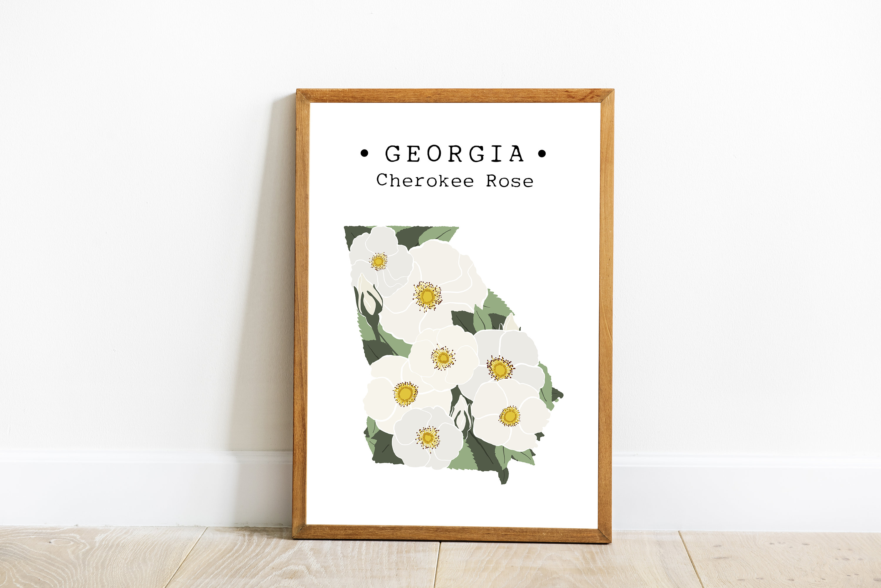 Georgia State Flower Wall Art Georgia Map Print Georgia - Etsy