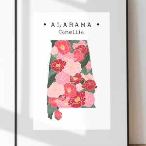 Alabama State Flower Wall Art, Alabama Camellia Flower Print, US State ...