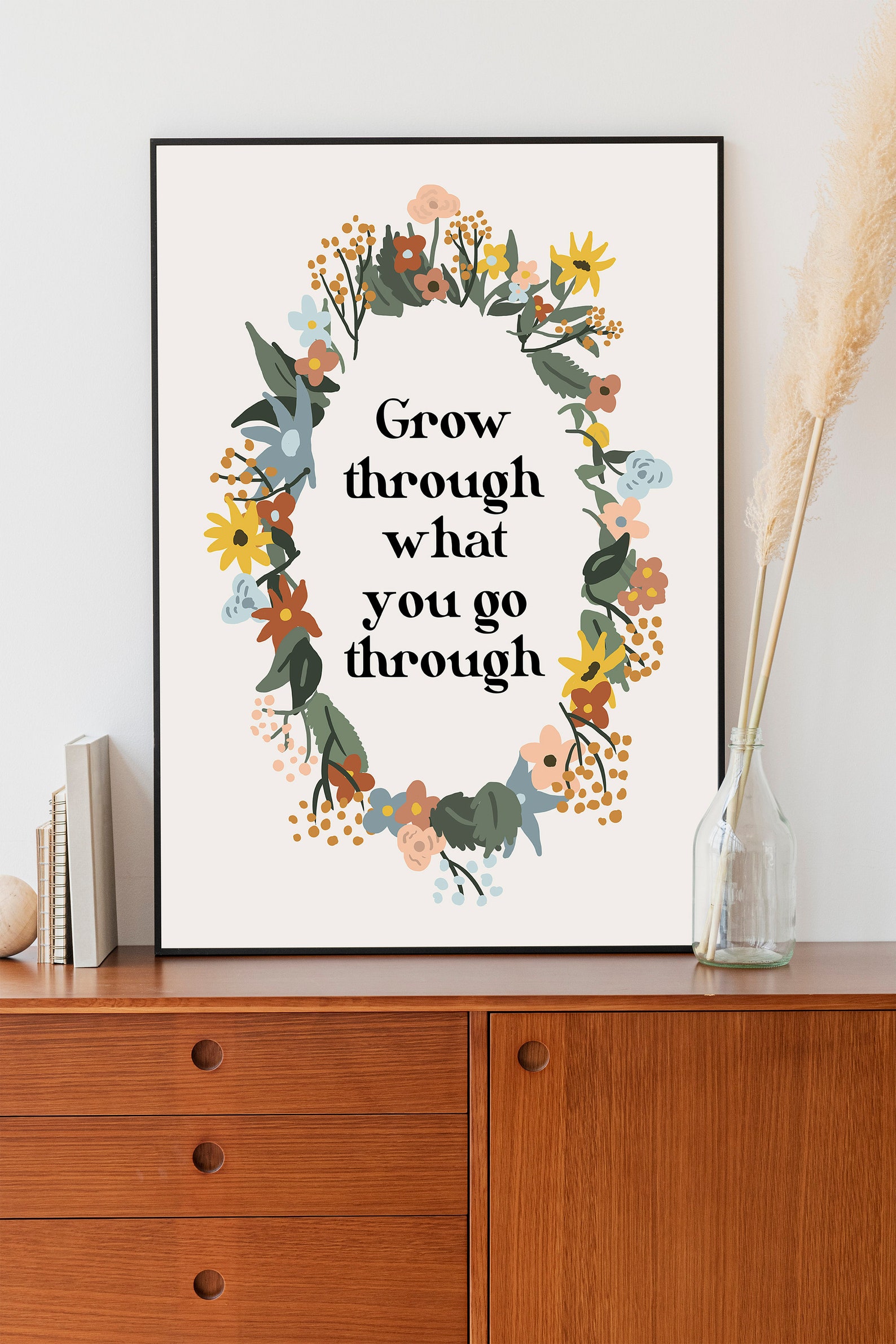 Grow Through What You Go Through Wall Art, Mental Health Art ...