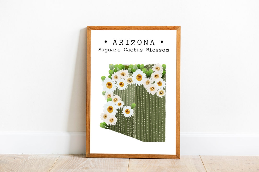 Arizona State Flower Wall Art, Saguaro Cactus Blossom Print, Arizona ...