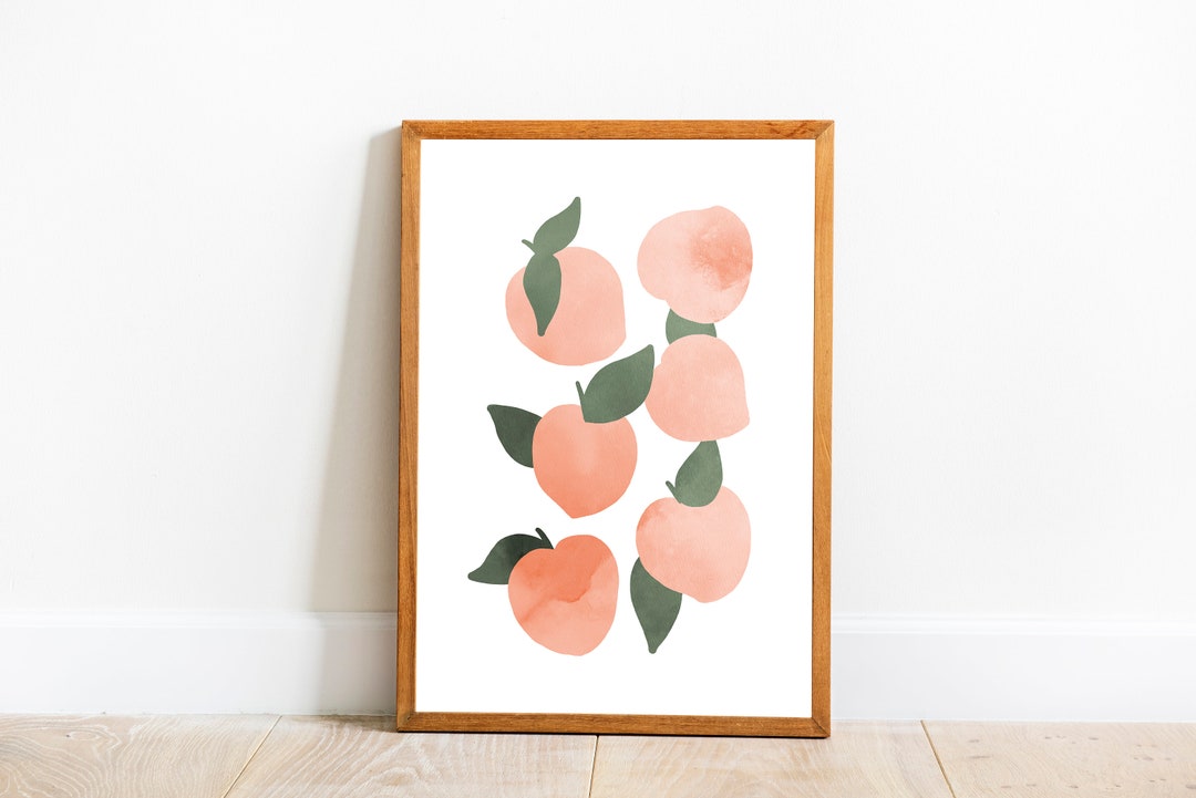 Peach Wall Art, Peaches Print, Peach Home Decor, Kitchen Wall Art, Boho ...