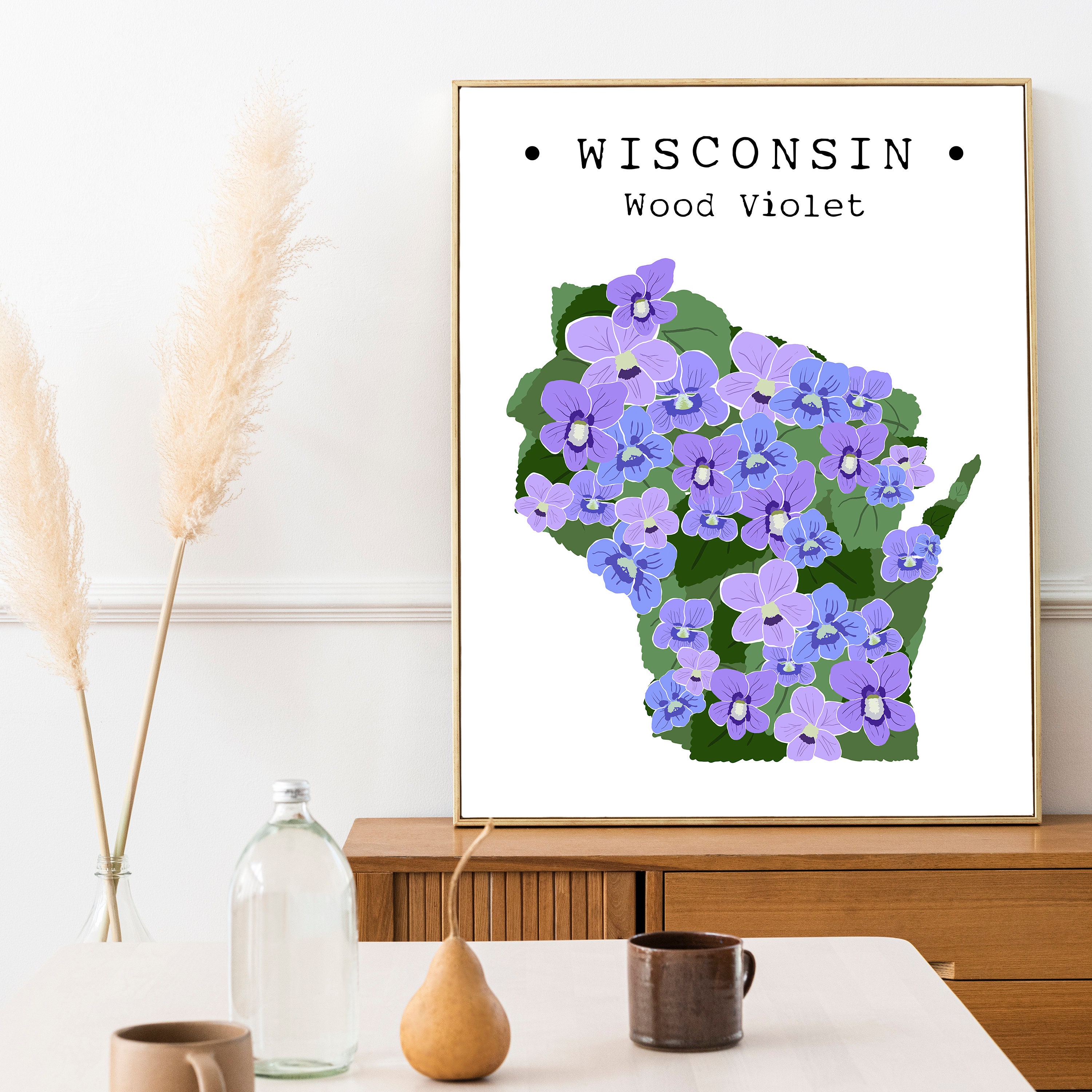 Wisconsin State Flower Wall Art WI Common Blue Violet Print | Etsy