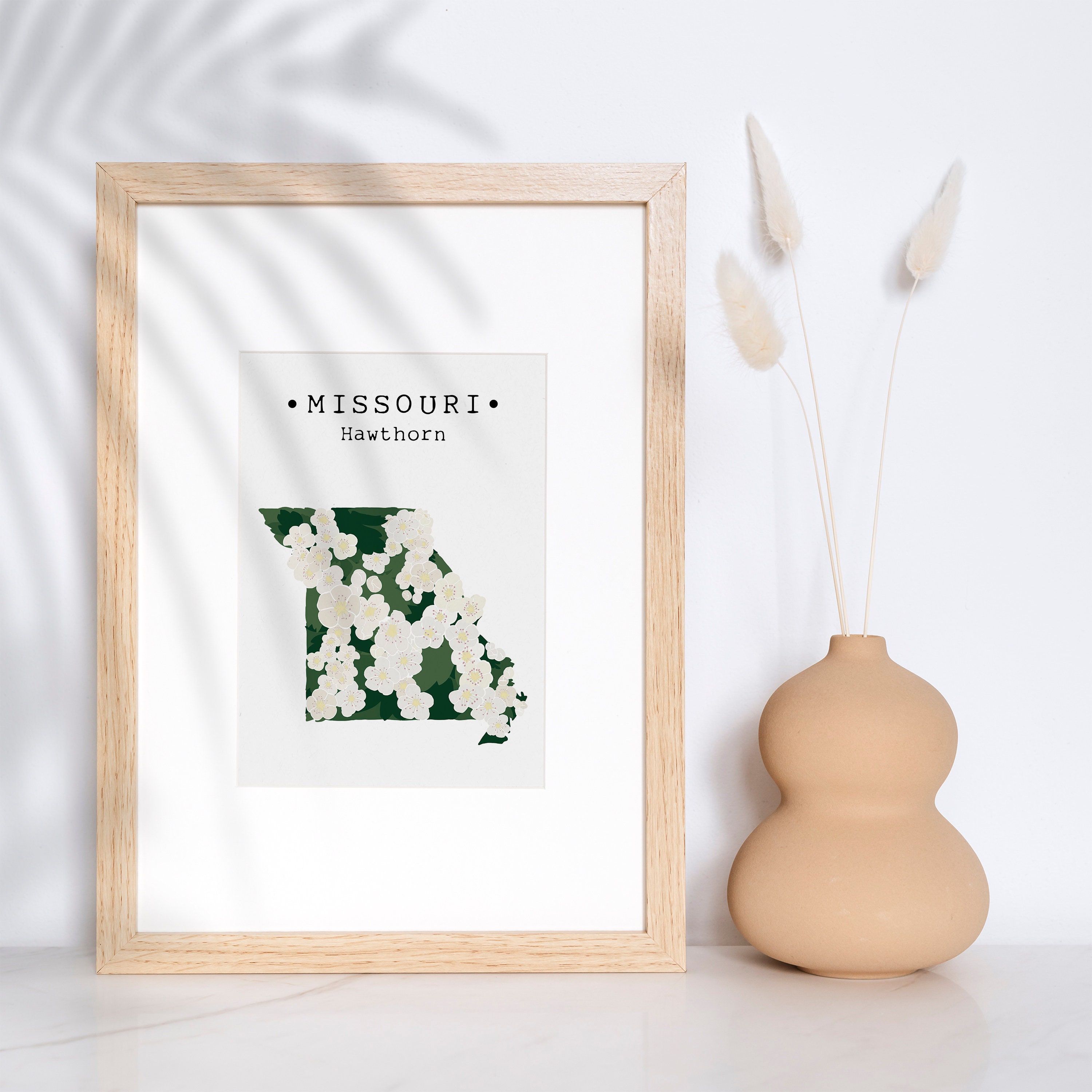 Missouri State Flower Wall Art, Missouri Flower Print, Missouri Map Art ...