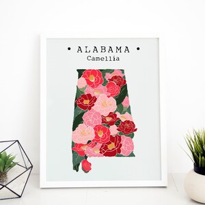 Alabama State Flower Wall Art, Alabama Camellia Flower Print, US State ...
