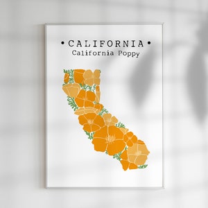 California State Flower Wall Art, CA Poppy Floral Print, Golden Poppies ...