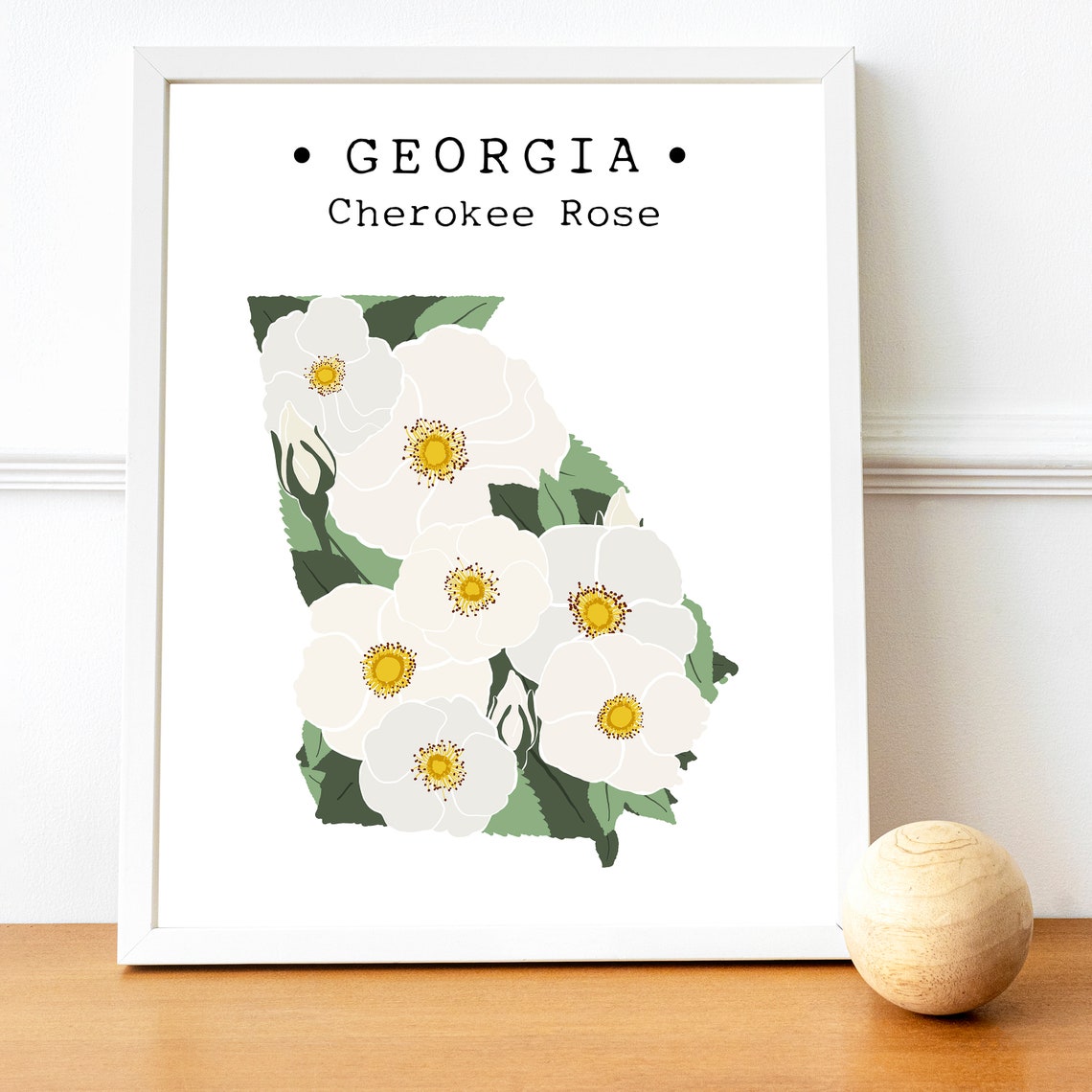 Georgia State Flower Wall Art Georgia Map Print Georgia | Etsy