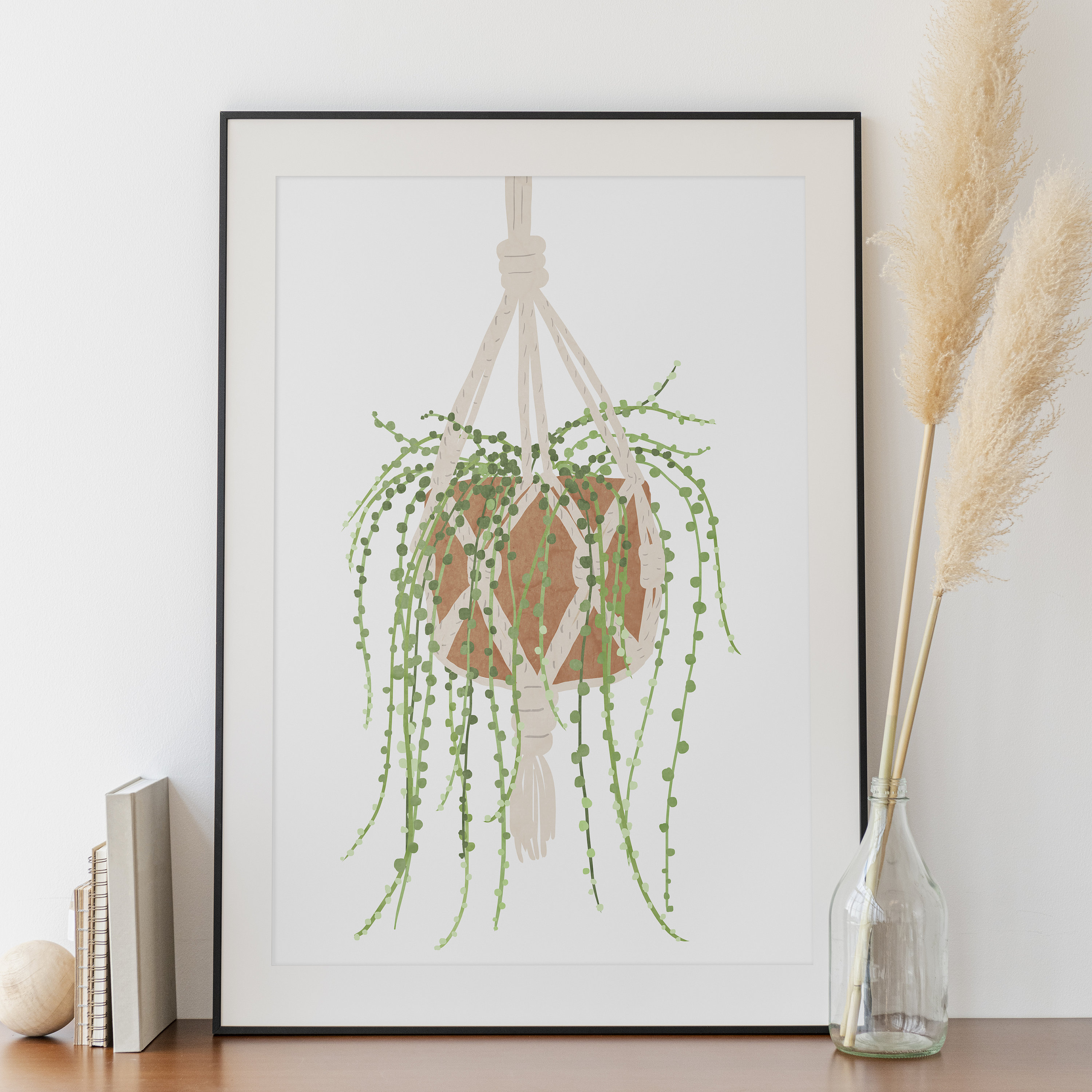 String of Pearls Art Print Boho Hanging House Plant - Etsy UK