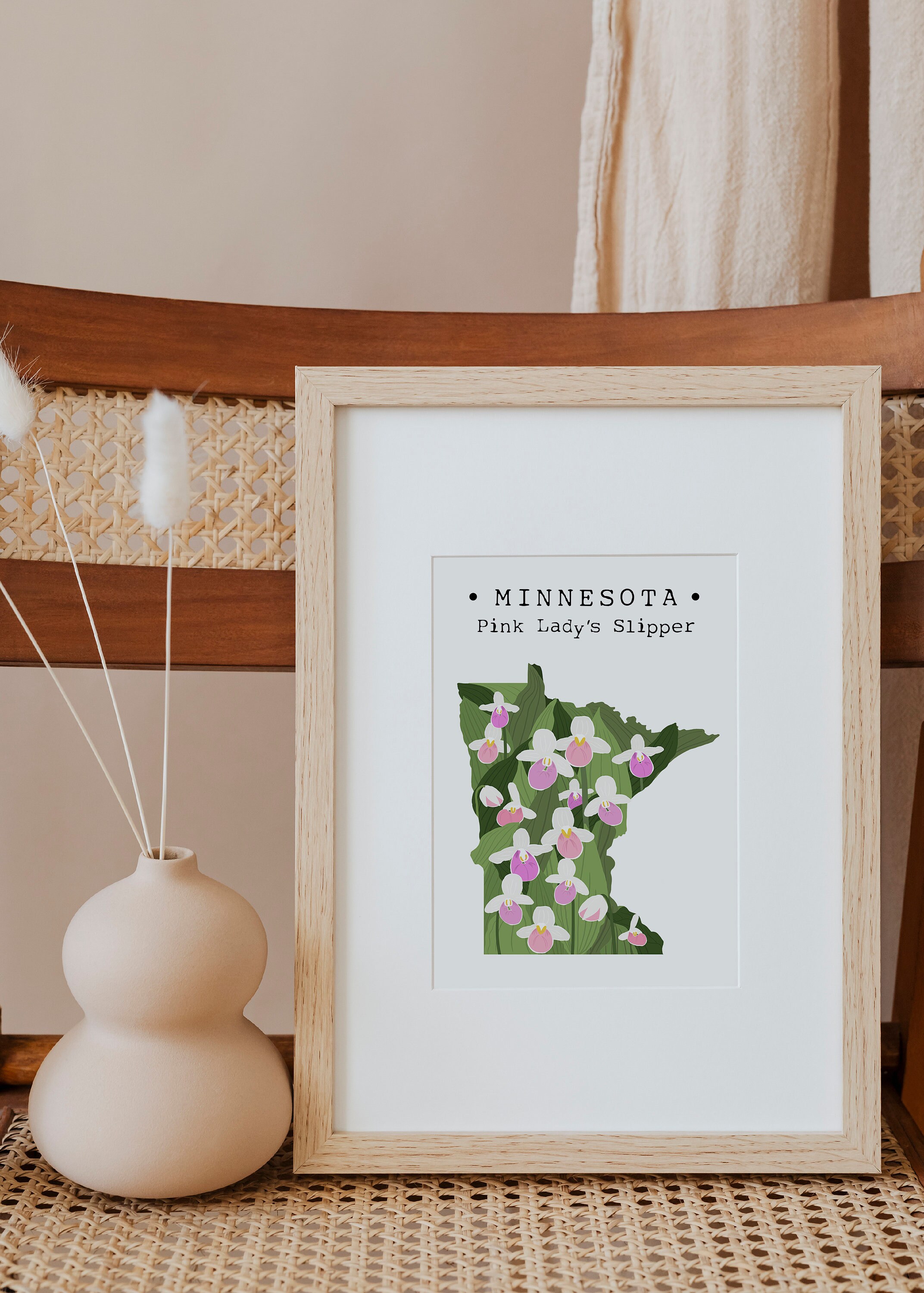 Minnesota State Flower Wall Art, Pink Lady's Slipper Print, Minnesota ...
