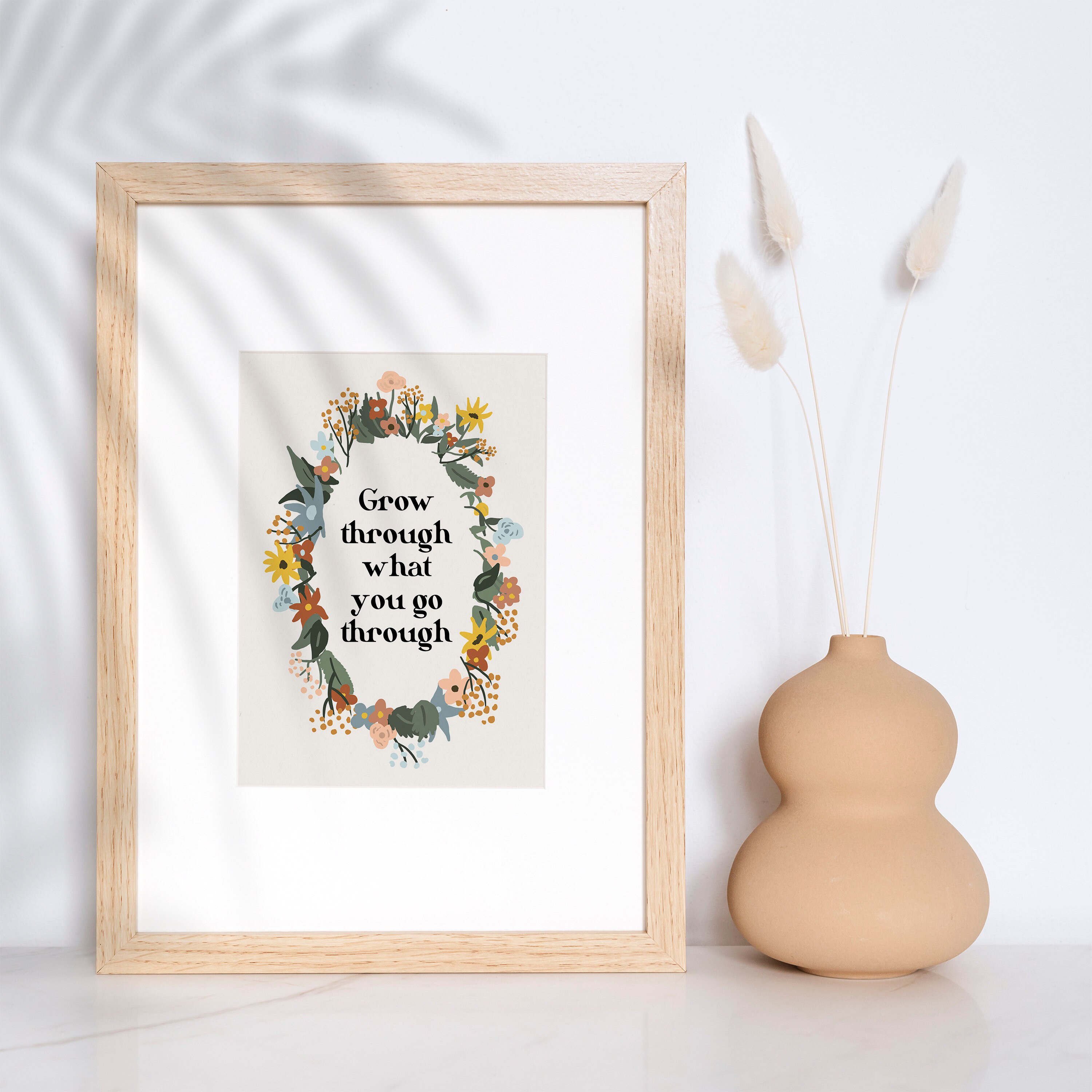Grow Through What You Go Through Wall Art, Mental Health Art ...