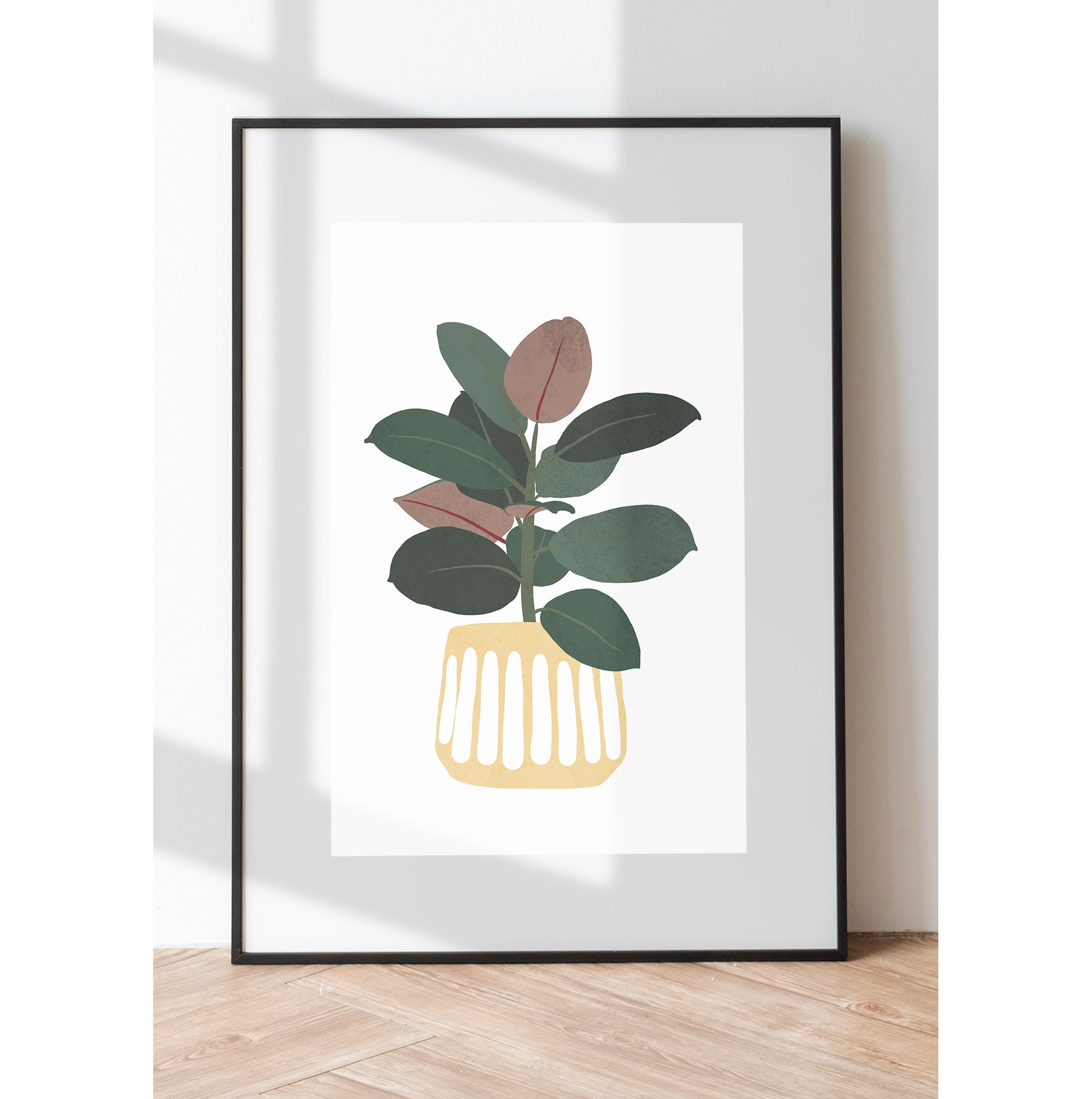 Rubber Tree Plant Wall Art, Houseplant Art Print, Botanical Wall Art ...