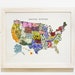 United States Flower Map, State Flower Art, America Map Wall Art ...
