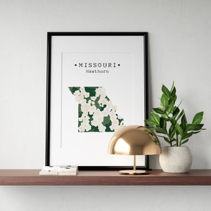 Missouri State Flower Wall Art, Missouri Flower Print, Missouri Map Art ...