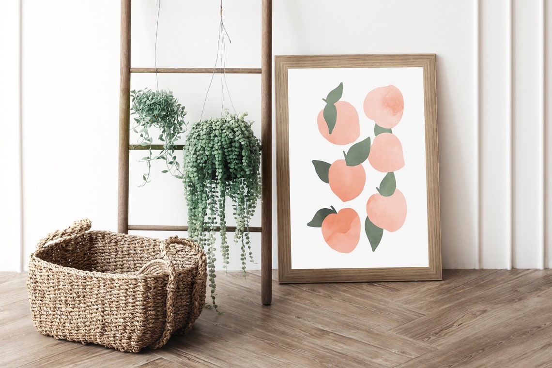 Peach Wall Art Peaches Print Peach Home Decor Kitchen Wall - Etsy