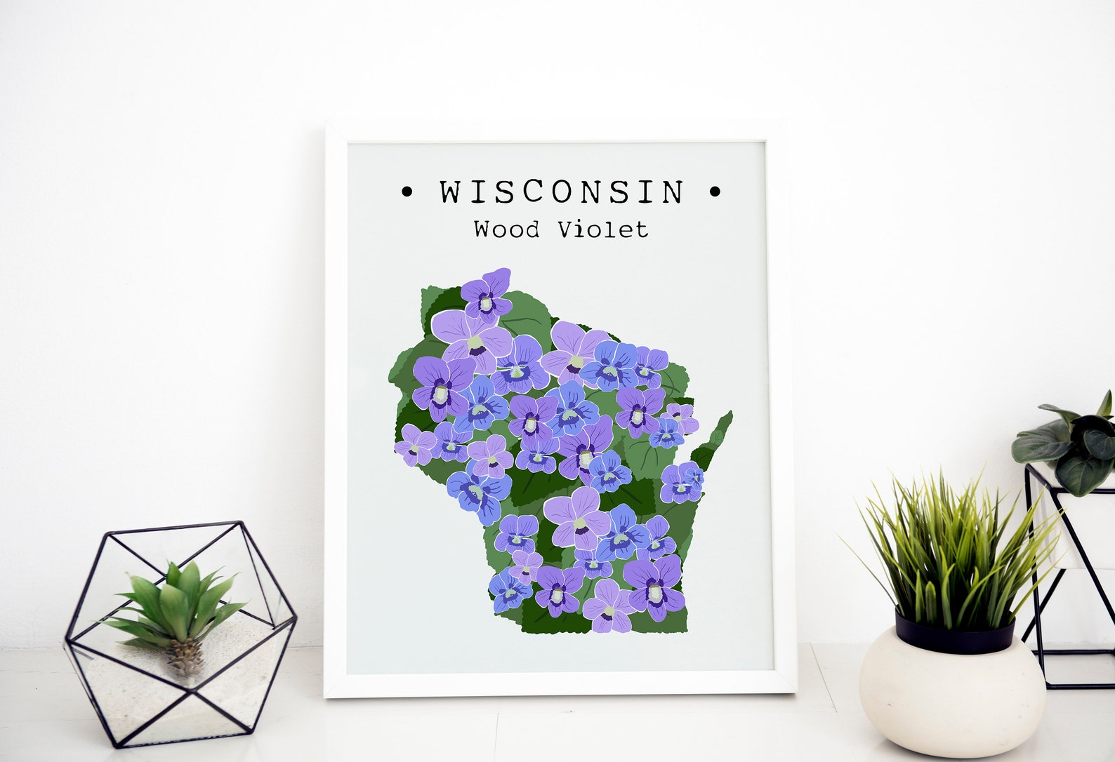 Wisconsin State Flower Wall Art, WI Common Blue Violet Print, US State ...