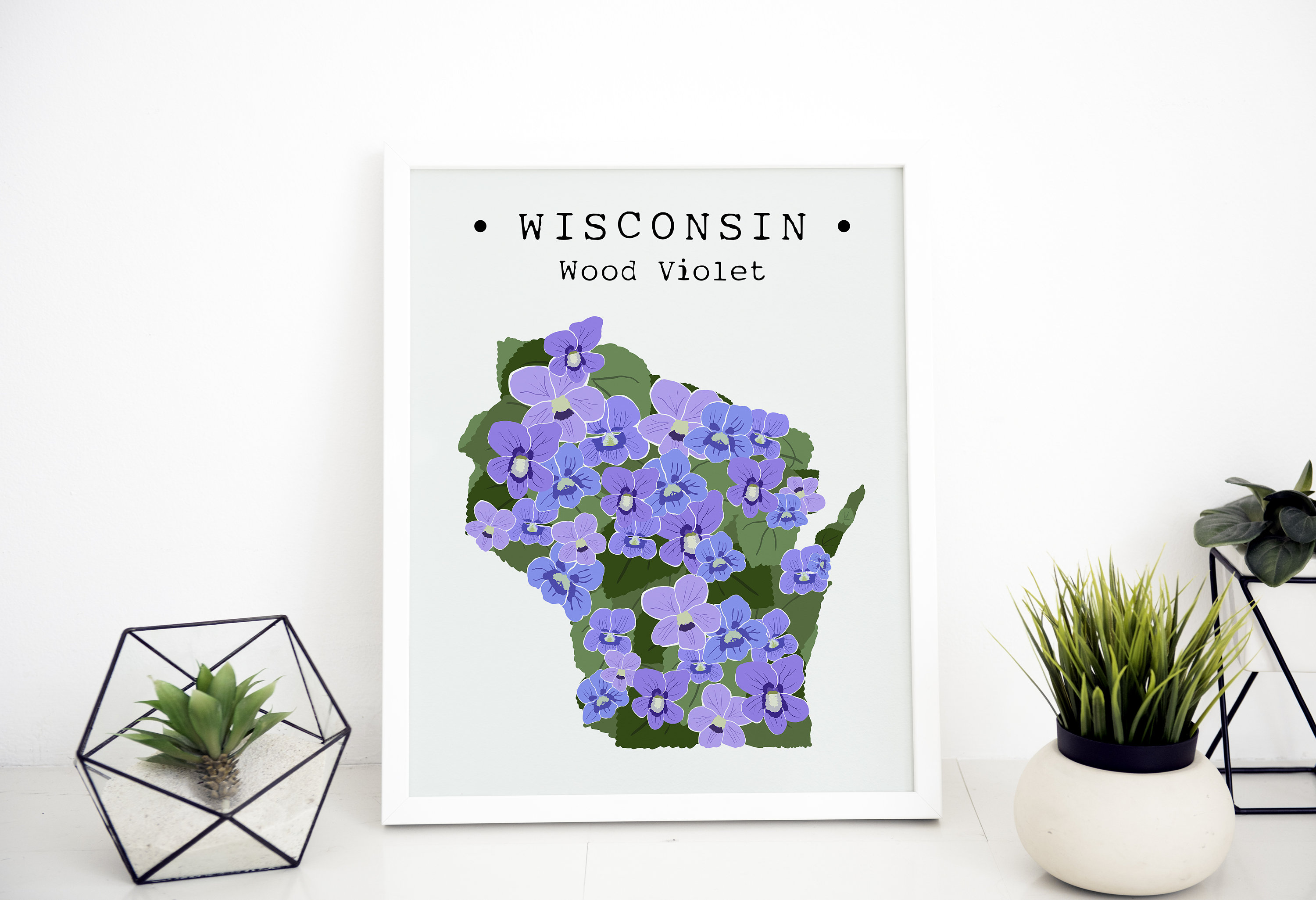 Wisconsin State Flower Wall Art WI Common Blue Violet Print | Etsy